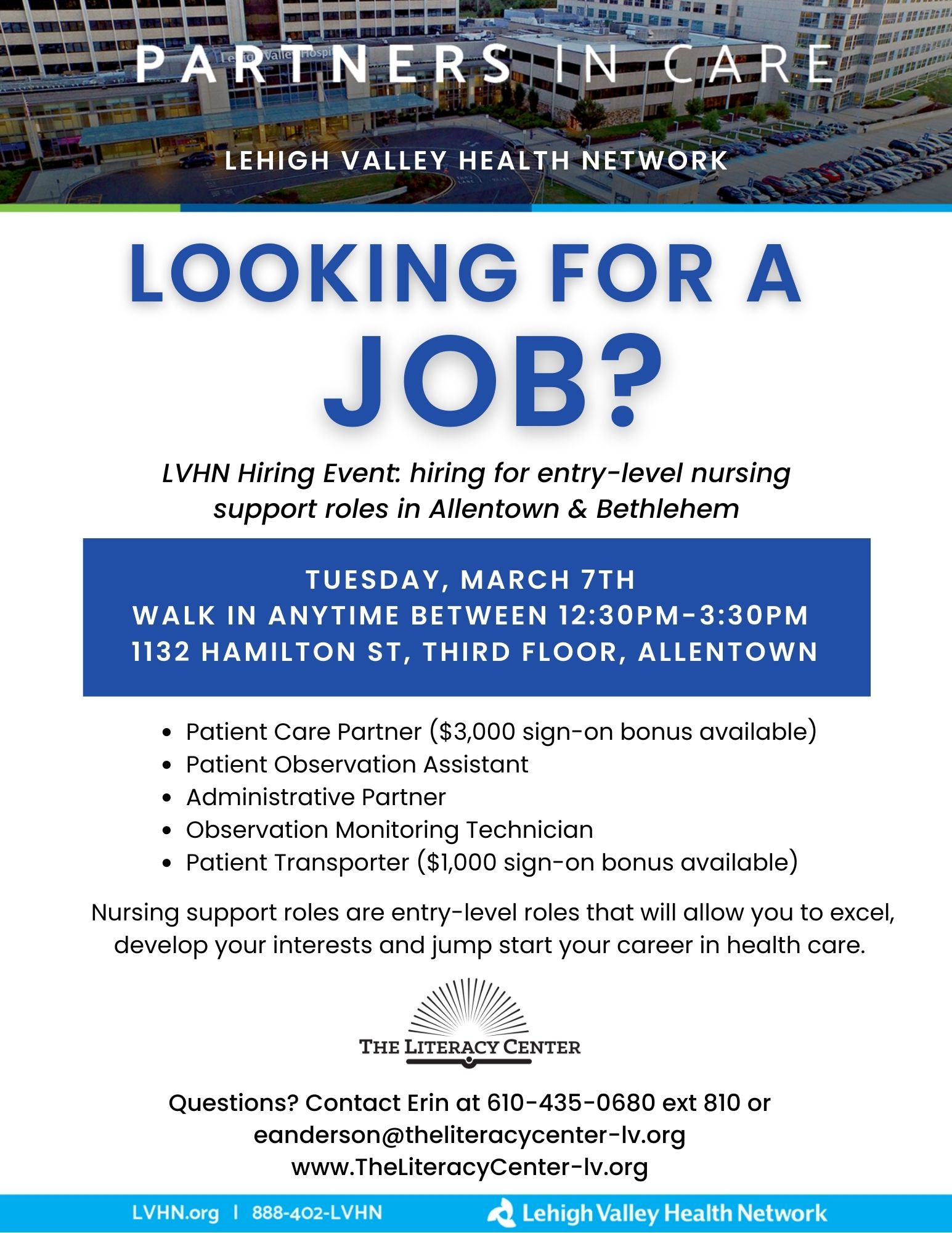 LVHN Hiring Event - The Literacy Center